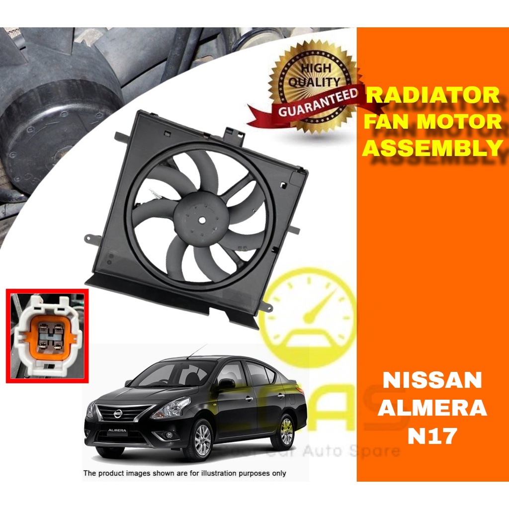 Radiator Fan Motor Cooling Assembly set - Nissan Almera N17 - Fan Blade Motor Shroud FR ...