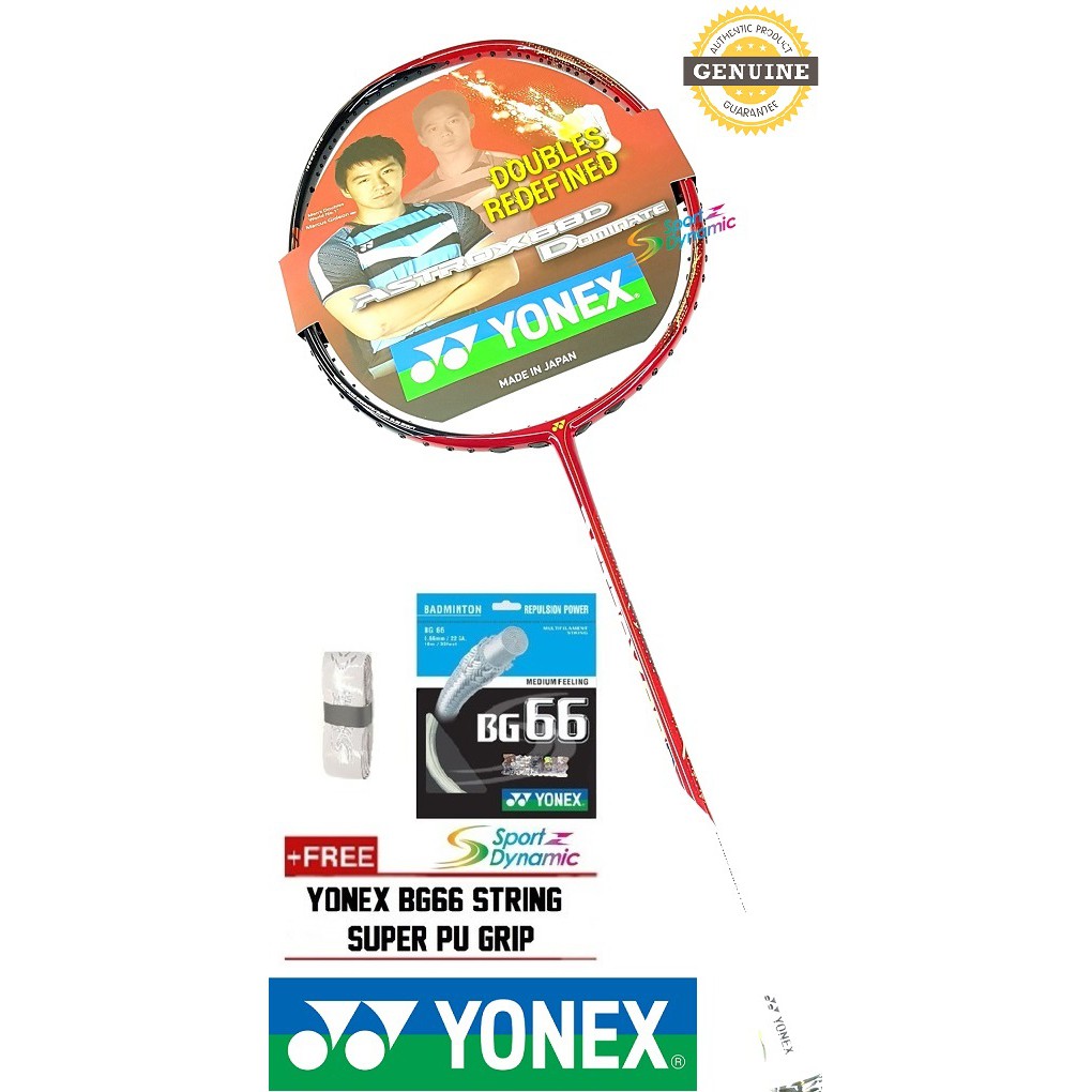 YONEX ORIGINAL ASTROX 88D BADMINTON RACKET (RED BLACK) & FOC YONEX BG66 STRING & PU GRIP ...