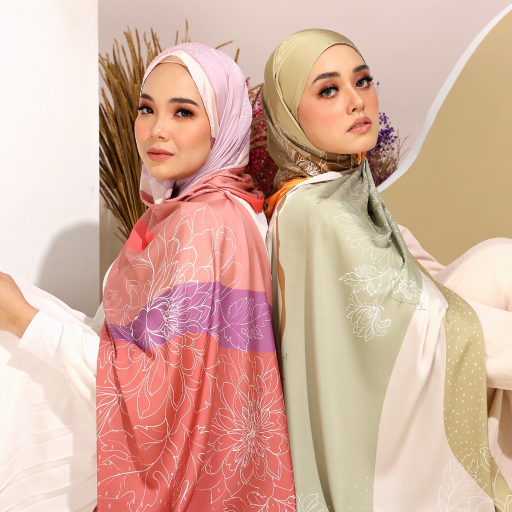 Tyra Anne Aurora Printed Shawl Satin Charmeuse Silk | Shopee Malaysia