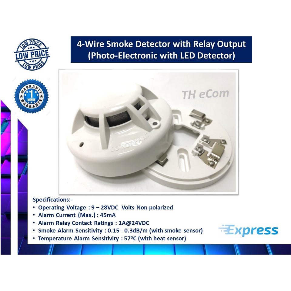 DC24V Smoke Detector / 4-Wire Heat Detector with Relay Output (Photo ...