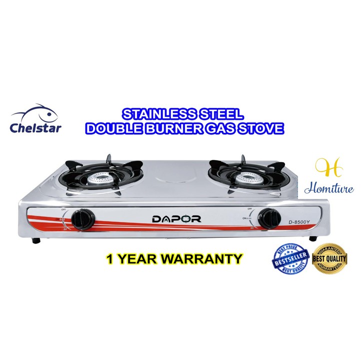 DAPOR DOUBLE BURNER TABLE TOP STOVE / Double Burner Stainless Steel Gas ...