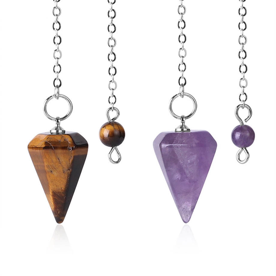 Small Size Reiki Pendulum Natural Stone Amulet Healing Crystal Pendant ...