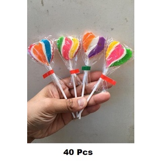 40 Pcs Mix Fruit 14cm Heart /Strawberry /Windmill/Clown/ Star/Spinny Twisted Colorful Lollipop ...