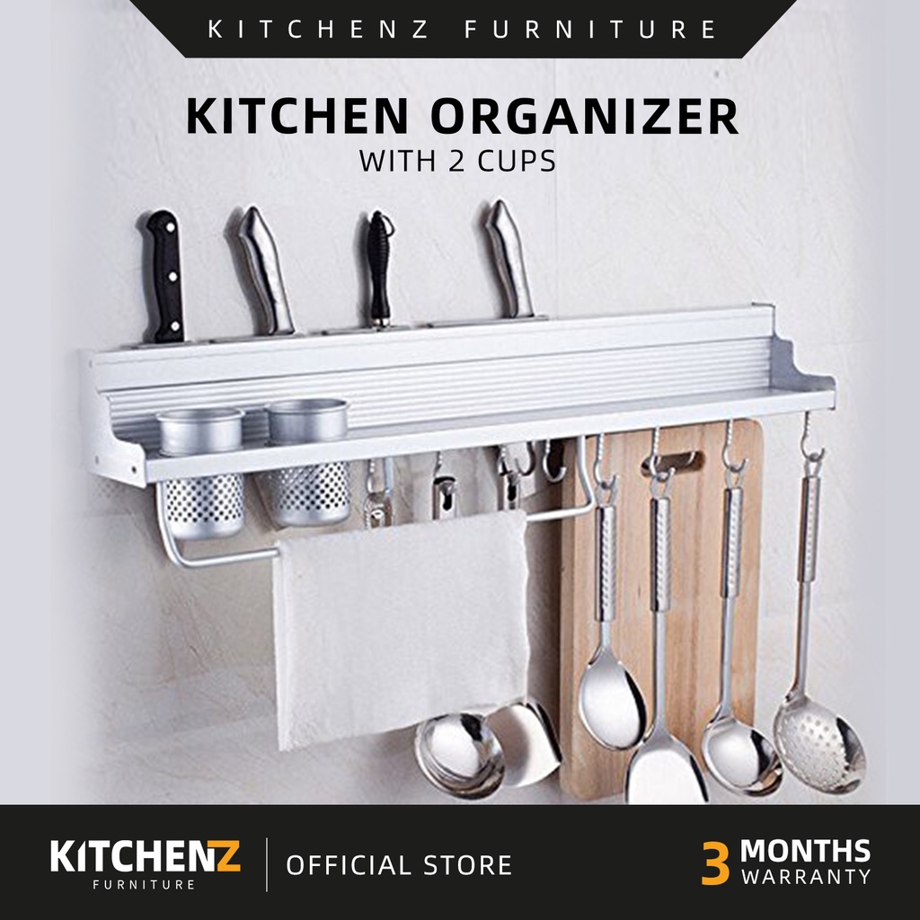 KitchenZ Premium Aluminium Kitchen Storage and Organizer Rack With 2 ...