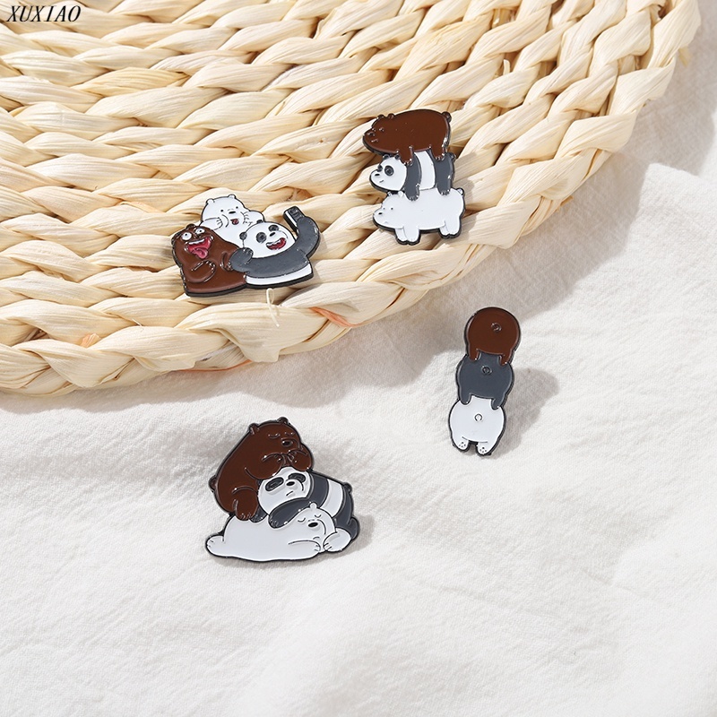 Animal Cartoon Bear and Panda Enamel Lapel Pins Polar Bear Badge ...