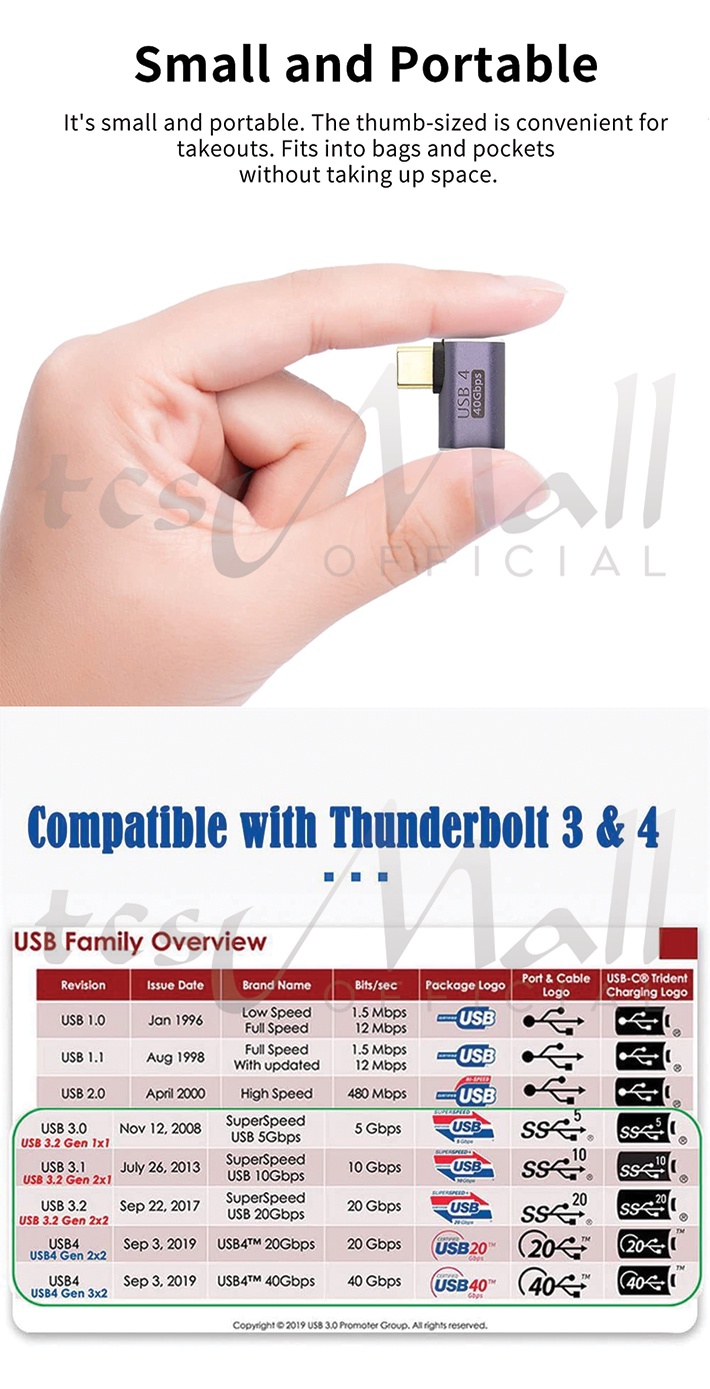 USB4 L Shaped Adapter USB C 4 to Type-C 8K Video PD 100W 40Gbps ...