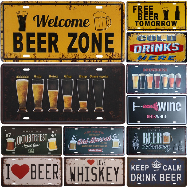 Welcome Beer Zone Cold Beer Signs Front Door Bar Pub Cafe Wall Decor Retro Metal Tin Sign Crafts ...