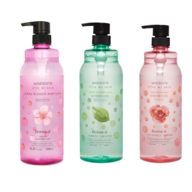 WATSONS Body Wash-Cherry Blossom/White Tea/Rose 1000ml | Shopee Malaysia