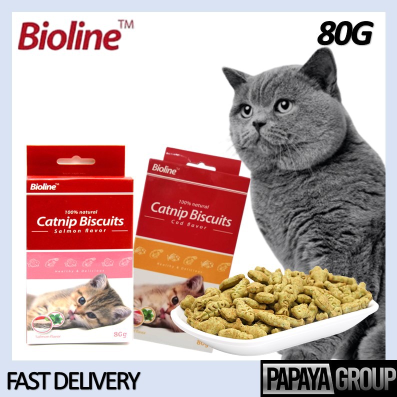 Bioline Catnip Biscuits 100% Natural Cod Flavor / Salmon Flavor Cat ...