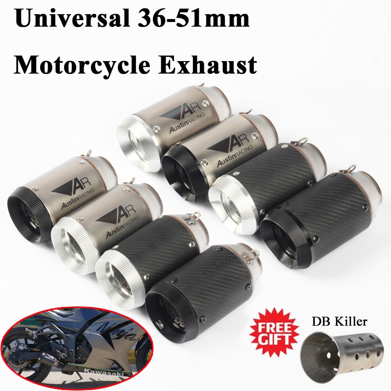 Universal 36-51mm Motorcycle AR Racing Exhaust Modified Carbon Fiber ...