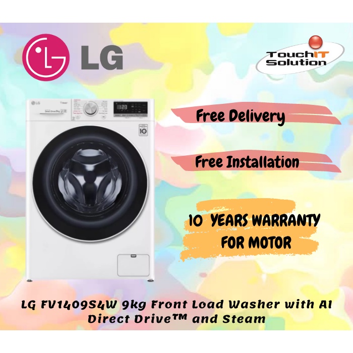 LG FV1409S4W 9kg Front Load Washer with AI Direct Drive™ and Steam ...
