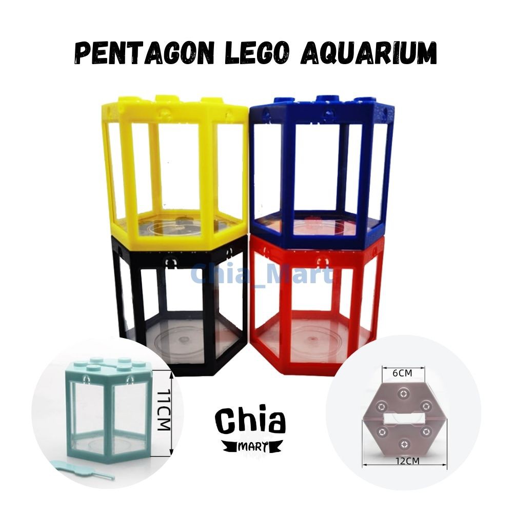 【New Product】Aquarium Mini Pentagon Shape Lego Block Tank Betta, Guppy ...