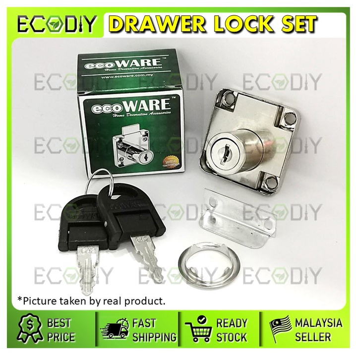 ECODIY🇲🇾 Security Lock Drawer Lock Set Square Lock Set 2 Key Lock ...