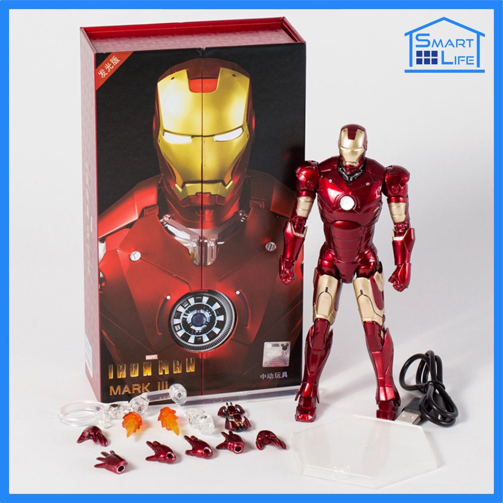 Original ZD Toys Ironman Mark 3 LED Light Up Function Action Figures ...