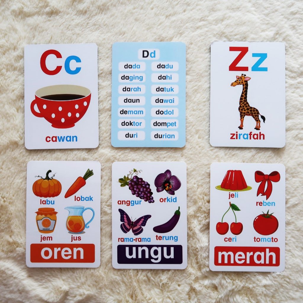 KAD IMBAS BM HURUF ABC ABJAD WARNA FLASHCARDS LETTERS | Shopee Malaysia