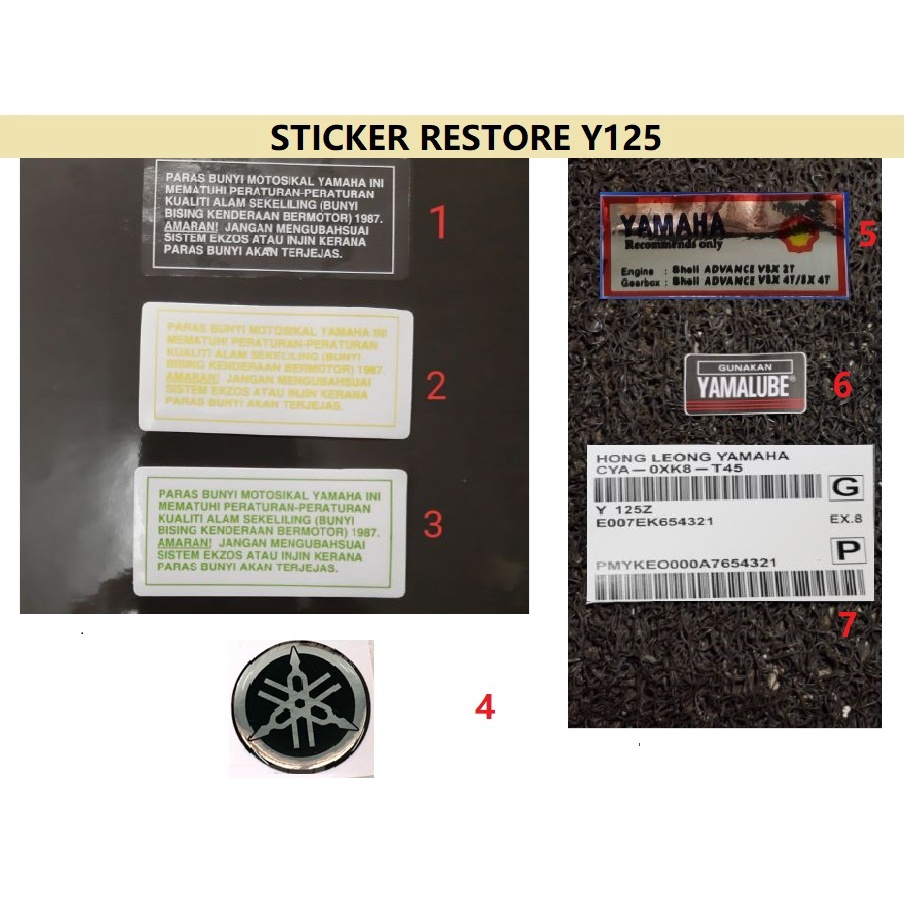 Y125 sticker yamaha engine/chasis/shell/yamalube/paras bunyi/heong ...