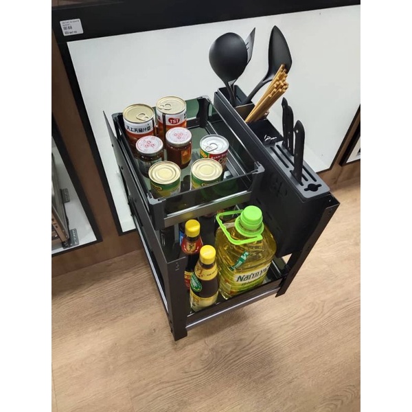 300-400MM Tempered Glass With Aluminum Kitchen Sauce Rack Ready Stock ...