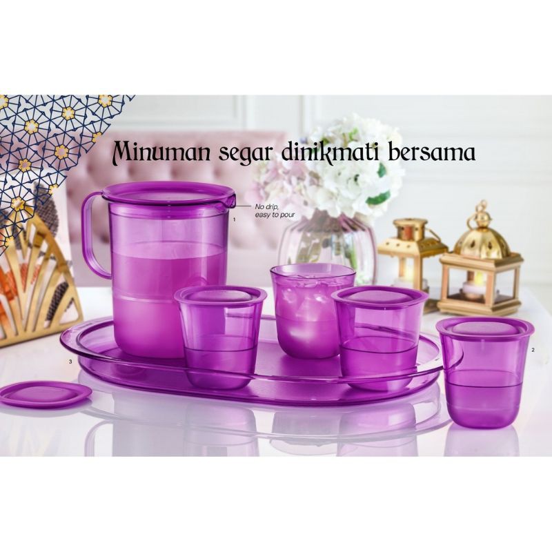 Tupperware Purple Royale Crystalline Pitcher & Glass Set Exclusive Raya ...