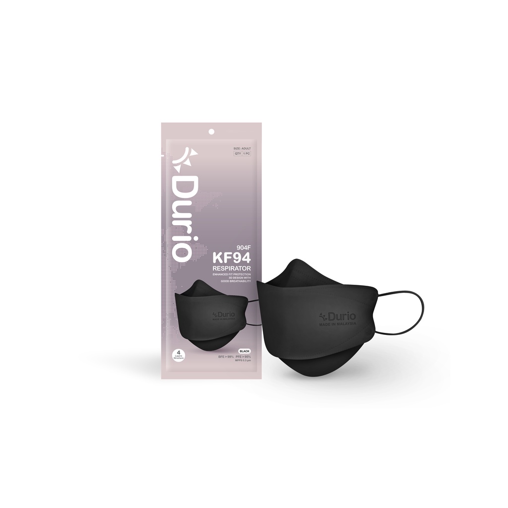 Durio 904 KF94 Respirator Black Individual Foil Pack (1 Pc) | Shopee ...