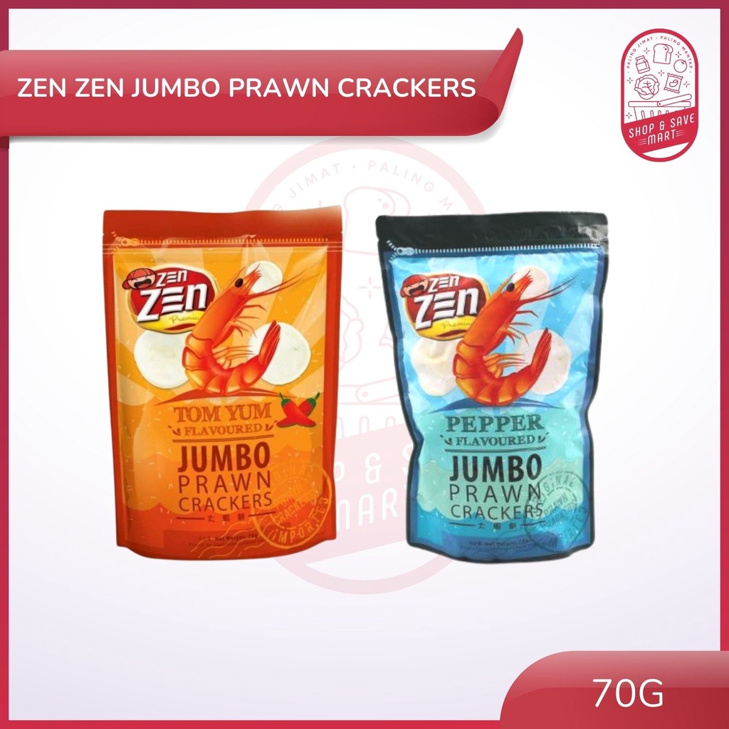 Zen Zen Jumbo Prawn Crackers - 70g (Flavor: Pepper / Tomyam) | Kerepok ...