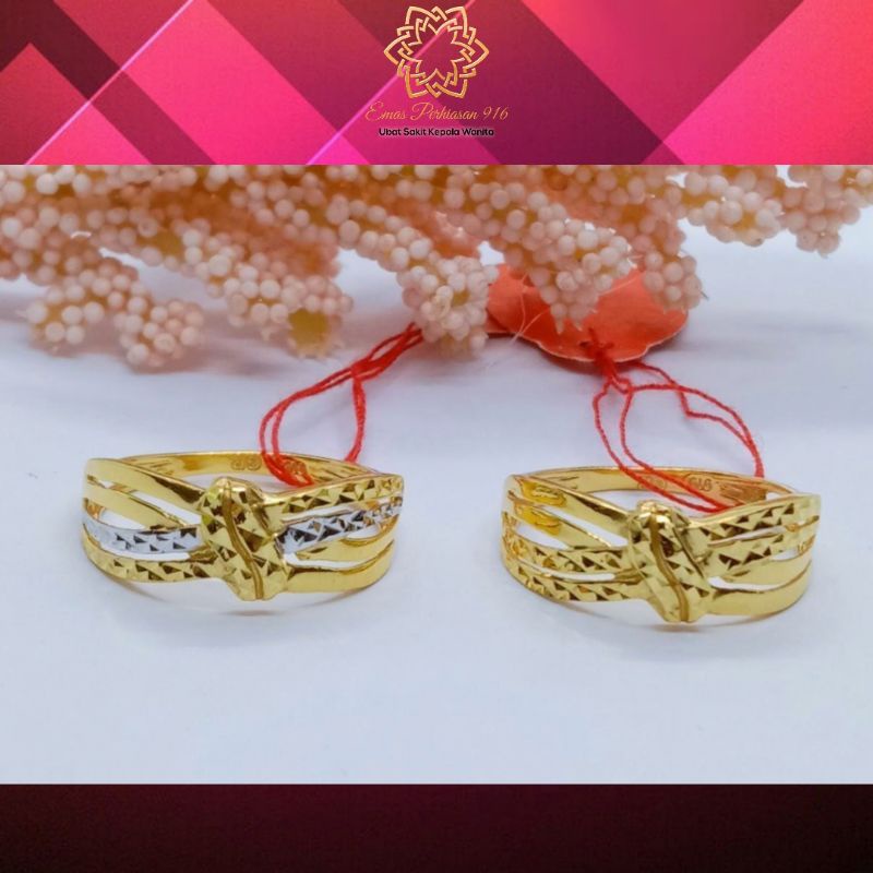 Cincin Emas Simpul Kikir 1colour/2colour Gold Ring 916 | Shopee Malaysia