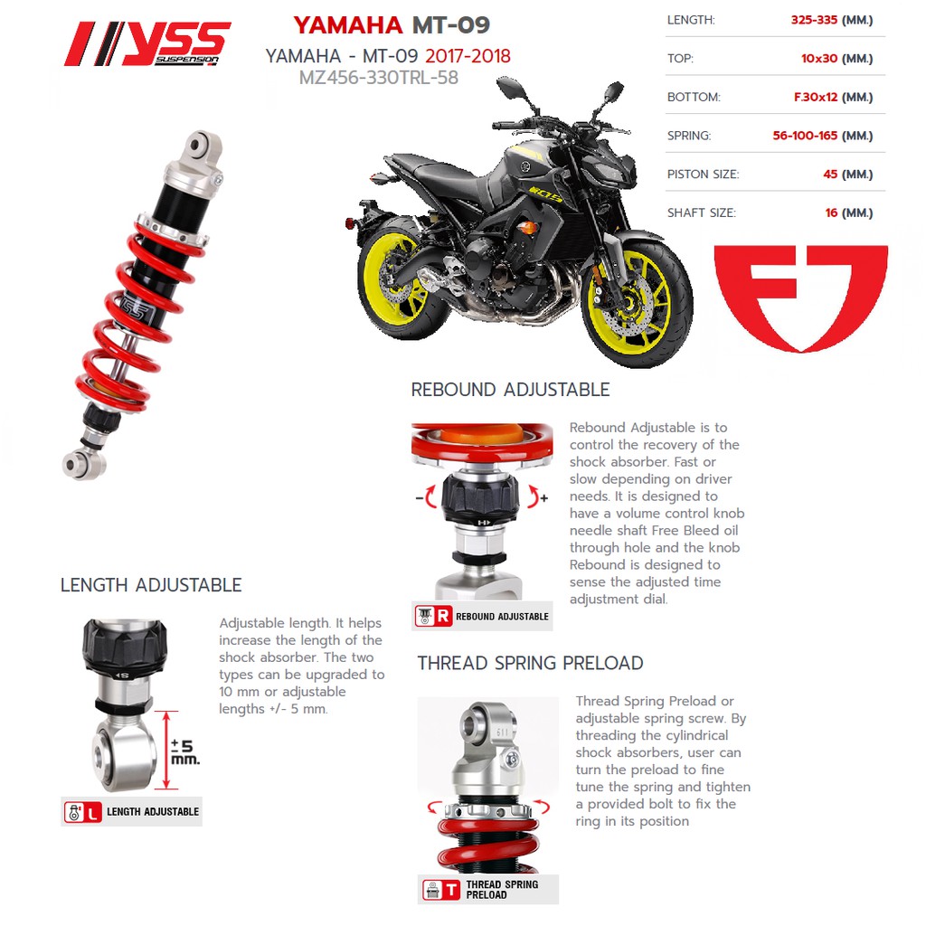 Yamaha MT09 Rear YSS Mono Shock | Shopee Malaysia
