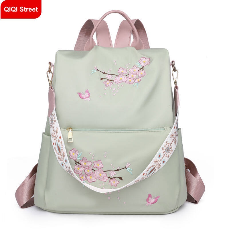 Fashion embroidered backpack women's new Oxford cloth backpack anti ...