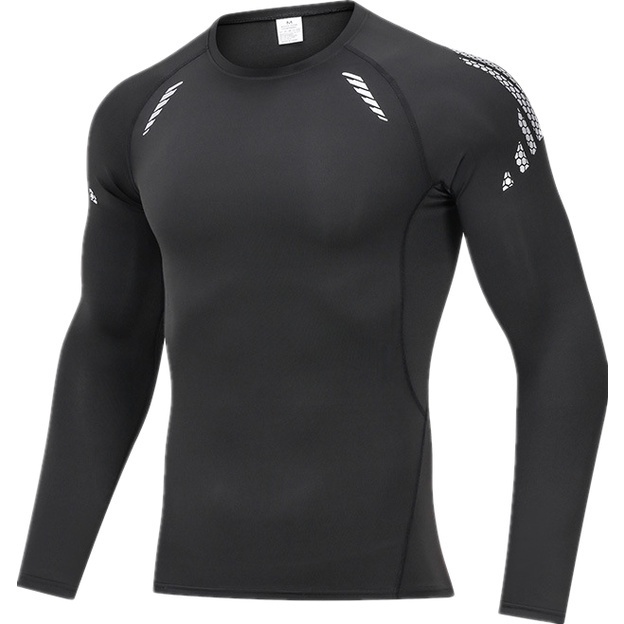 HAPPYPAL Men Compression Tight Gym Shirt Cool Dry Long Short Sleeve ...