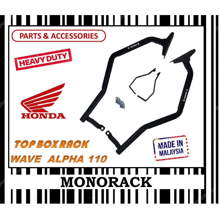 J RACK HONDA WAVE ALPHA 110 CX WAVE 110 S WAVE 110 D TOP BOX RACK MONORACK HEAVY DUTY | Shopee ...
