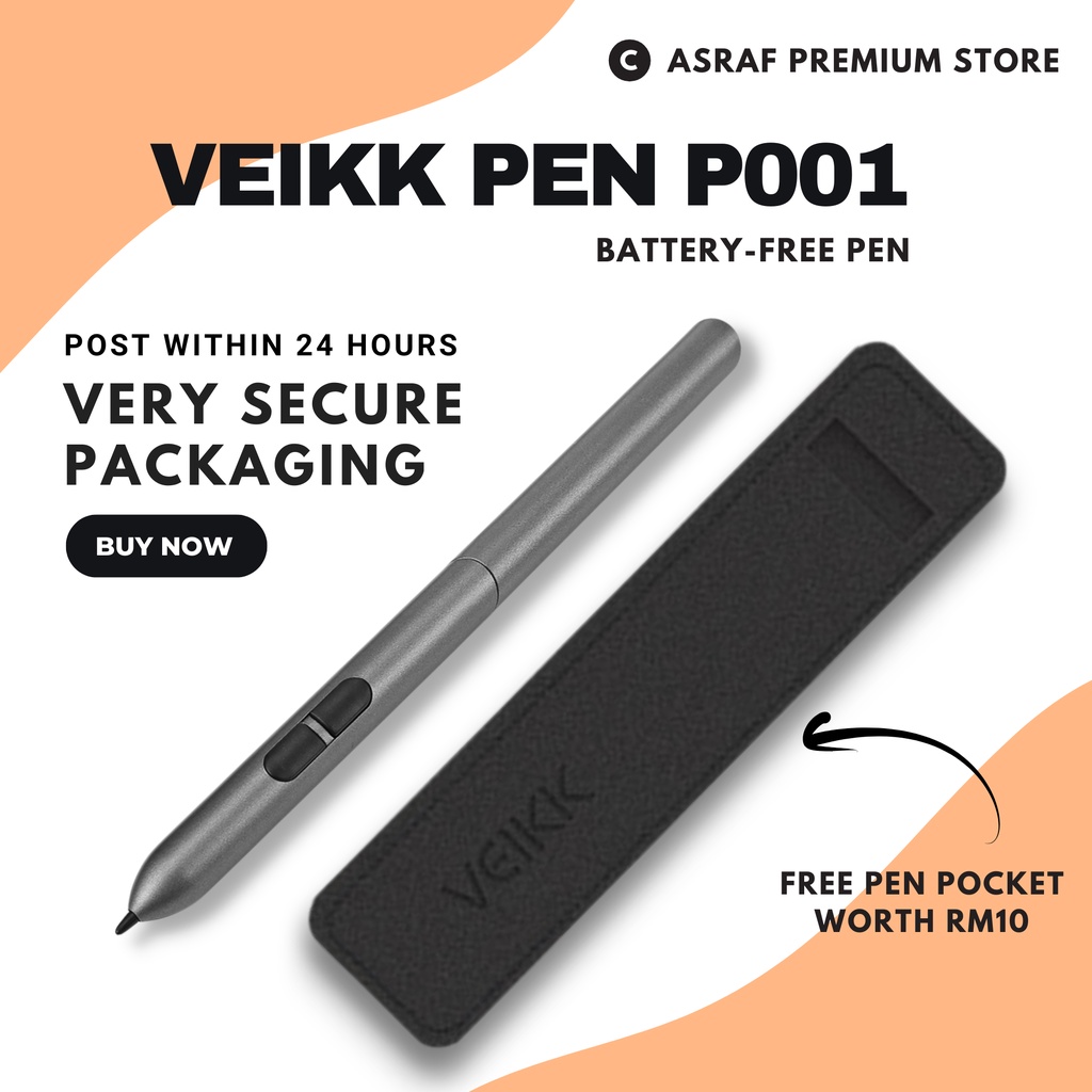 [Post 24H] For VEIKK 8192 levels Battery-Free P001 Pen for S640 and A30 ...