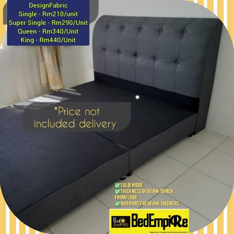 🔥Solid Bed frame Divan Fabric(Single, Super Single, Queen ,King ...