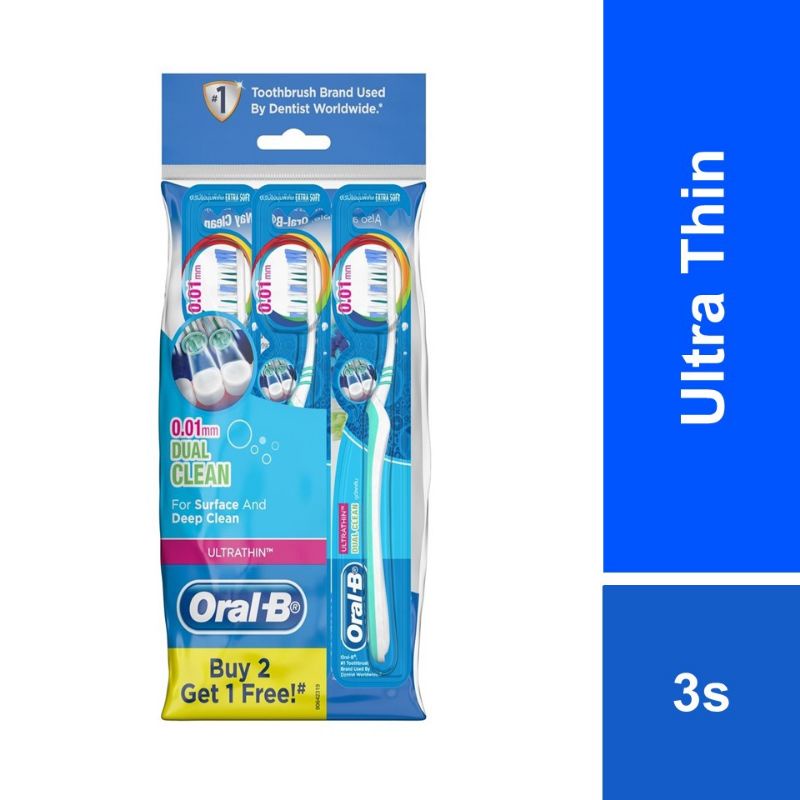 Oral-B Dual Clean Ultrathin Toothbrush (2's+1's) Value Pack | Shopee ...