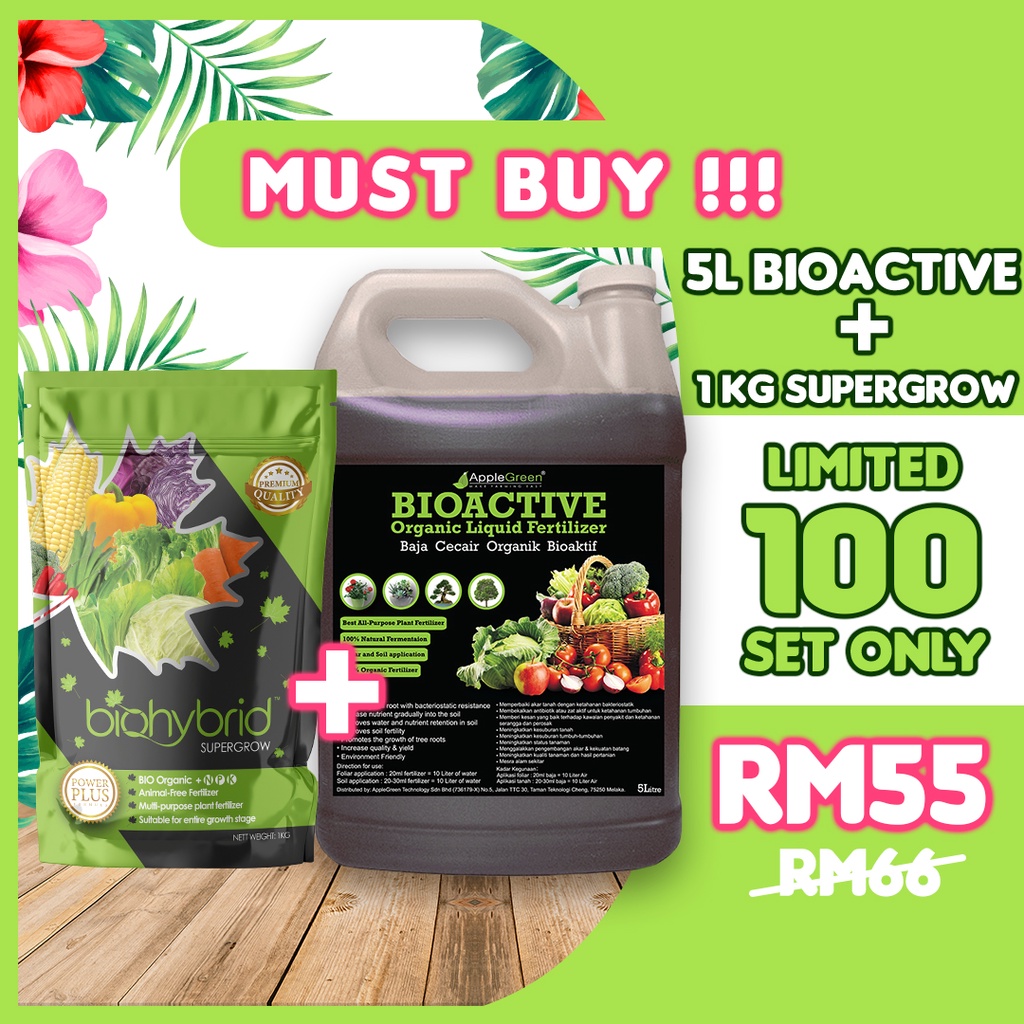 BIOACTIVE Organic Liquid Fertilizer 5Litre Baja Organik Cecair/ MILAGRO ...
