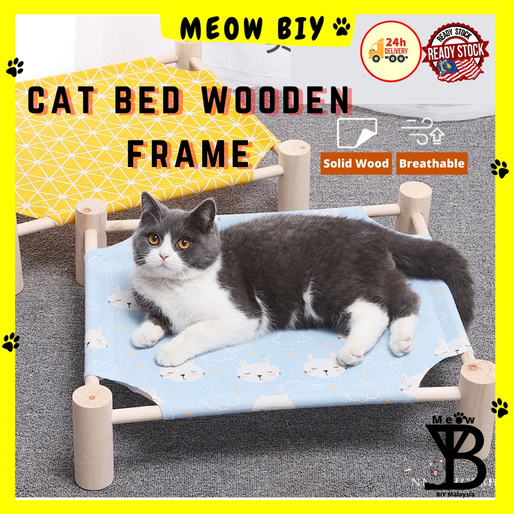 (Defect) MEOW BIY Elevated Wooden Hammock Cat Beds Cots Small Dog Beds ...