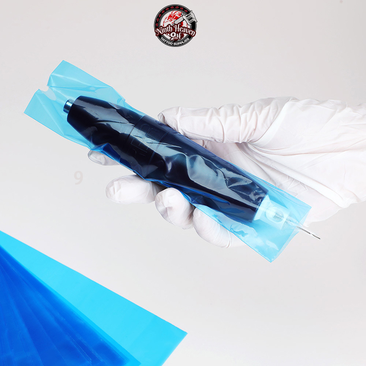 100pcs/box Disposable Tattoo Pen Bags Transparent Blue PE Plastic ...