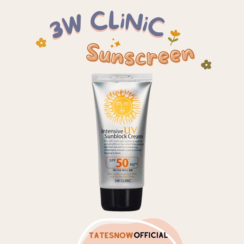 3w Clinic Intensive UV Sun Block Cream Sunscreen Sunblock SPF 50 PA+ ...