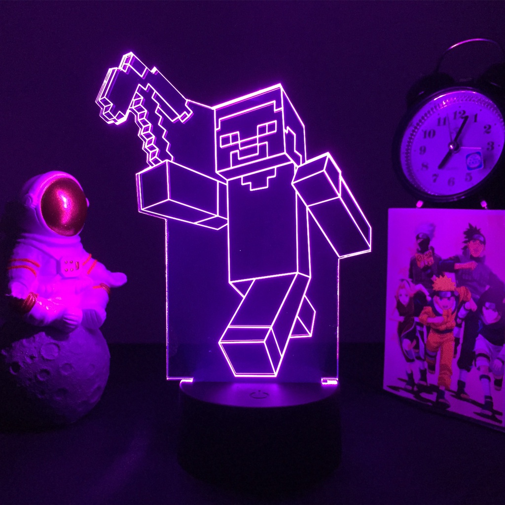 Game Minecraft Steve Alex 3d night light led Table Lamp for kids ...