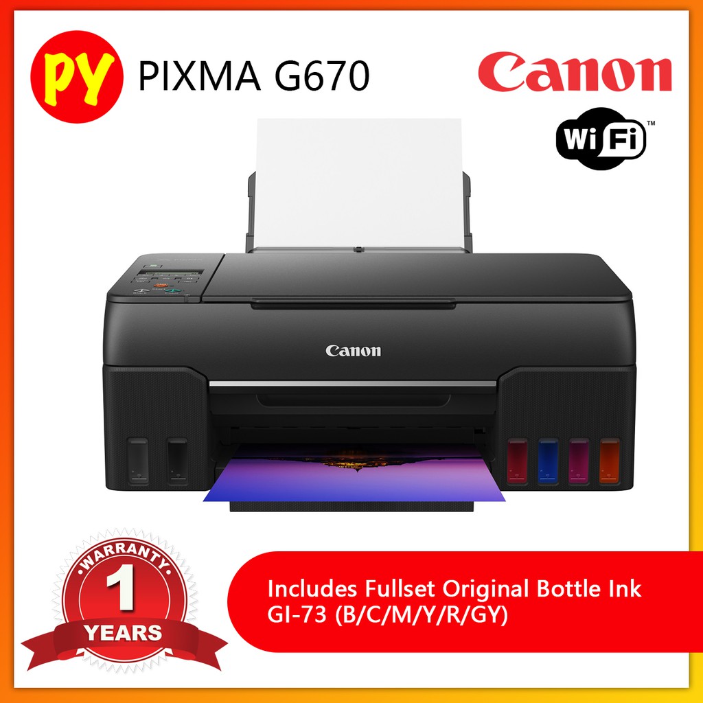 Canon PIXMA G670 Bottle Ink Tank AIO G-670 Print, Scan, Copy with Wi-Fi ...