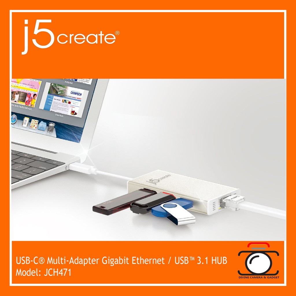 J5 CREATE USB-C® Multi-Adapter Gigabit Ethernet / USB™ 3.1 HUB Model ...