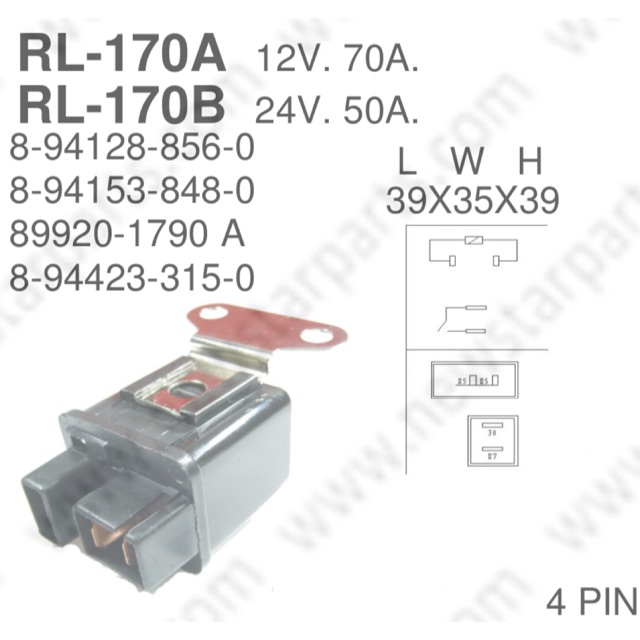 RL-170B ORIGINAL NEW STAR HEAVY DUTY STARTER RELAY & GLOW PLUG RELAY ...