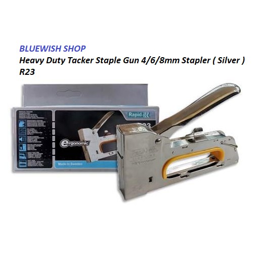 HEAVY DUTY TACKER STAPLE GUN 4/6/8mm STAPLER ( SILVER ) R23 (READY ...