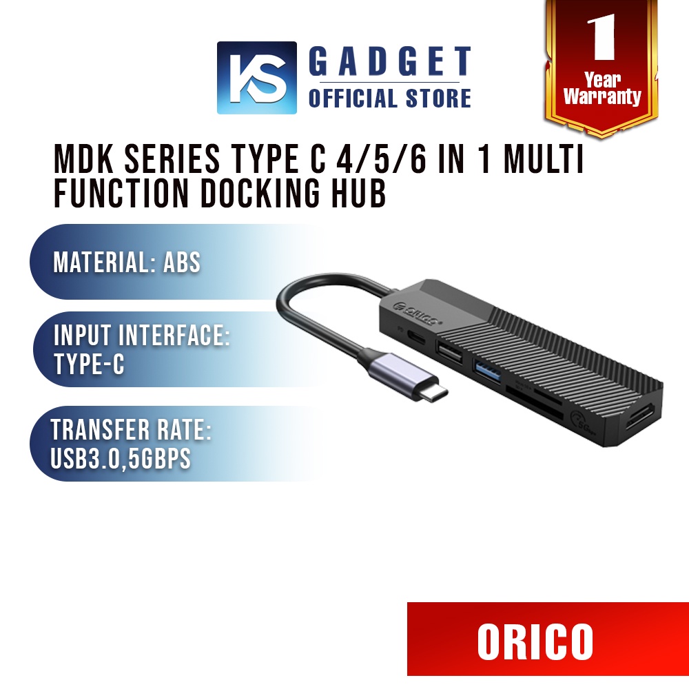ORICO MDK Series Type C 4/5/6 in 1 Multi Function Docking Hub Station ...