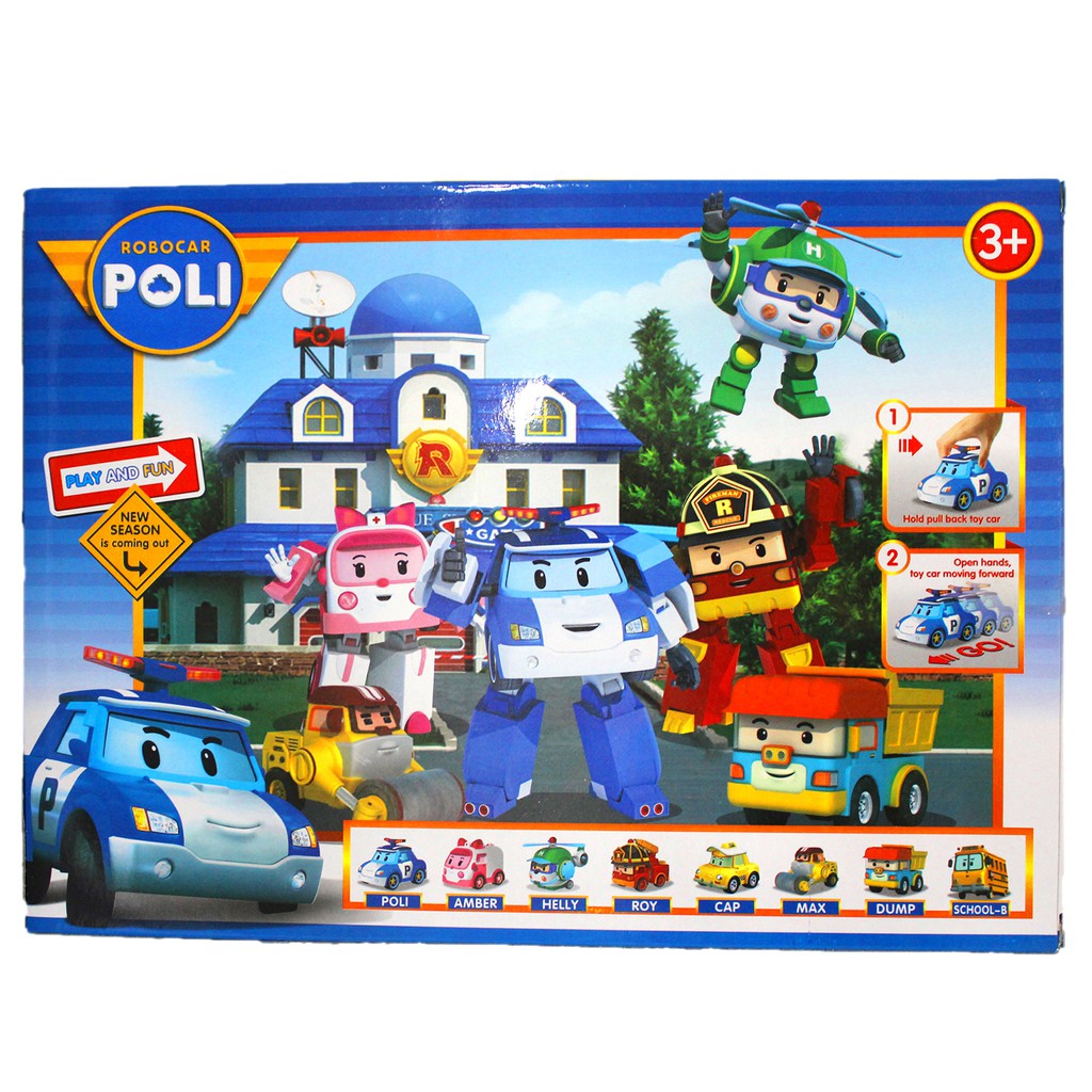 Robocar Poli Set Kereta Mainan Kanak-Kanak (8 in 1) Pull Back Cars ...