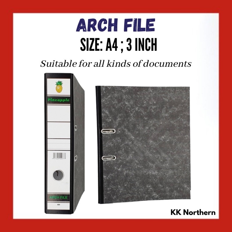 [PINEAPPLE] 3 Inch Lever Arch File 404 Ring File School Office Fail ...