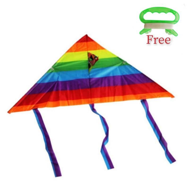 100M Kite Long Tail Rainbow Color Striped Triangle Airplane Eagle Kite ...