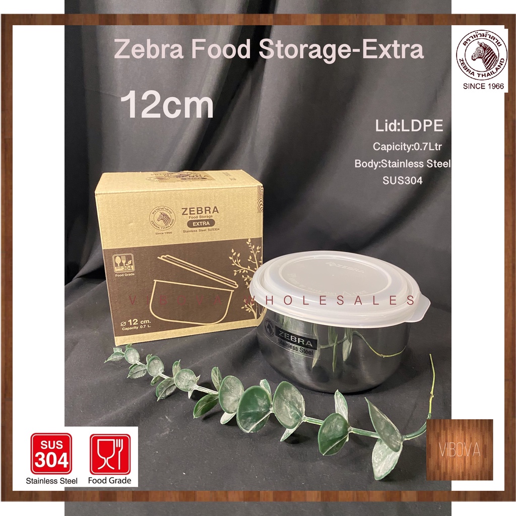 Zebra SUS304 Food Storage Extra Water Bowl with Cover 12cm 泰国斑马钢碗 ...