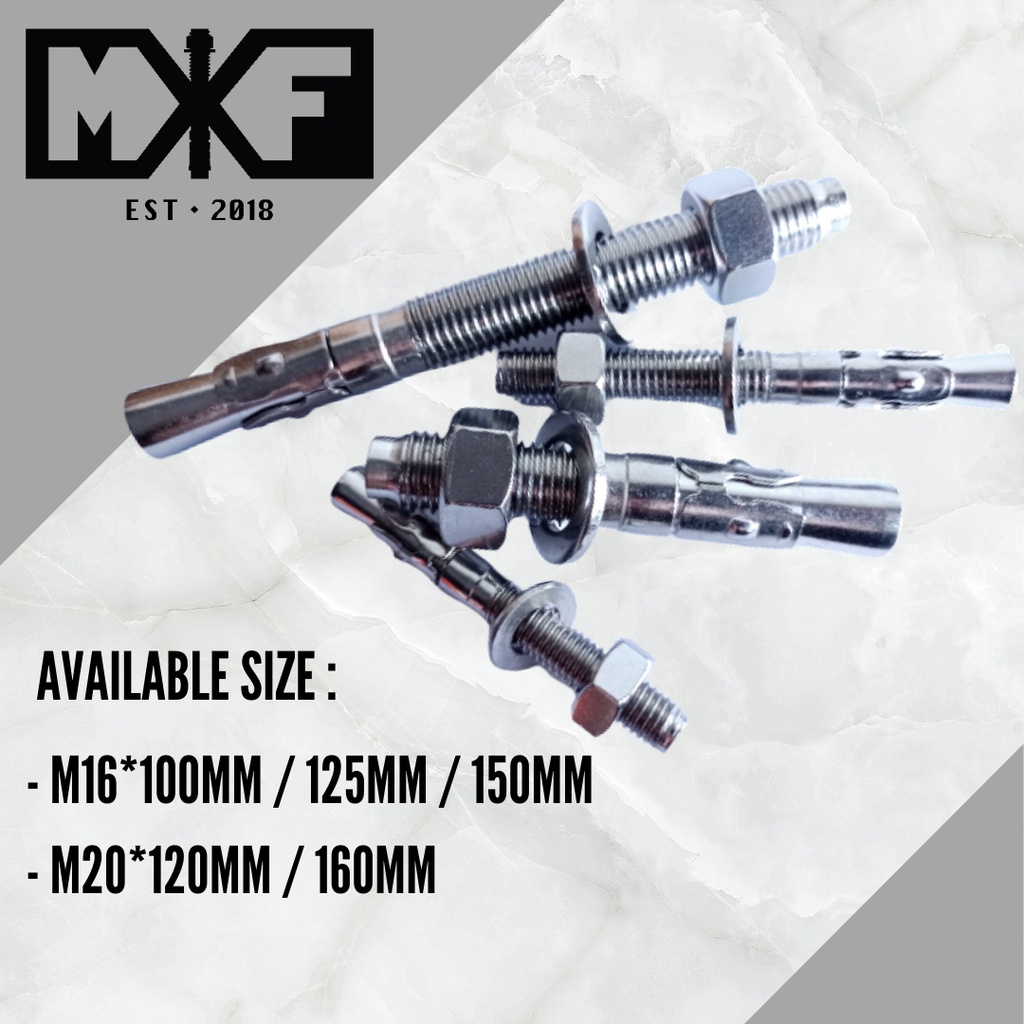 M16/M20 STAINLESS STEEL 304 WEDGE ANCHOR/WALL PLUG | Shopee Malaysia