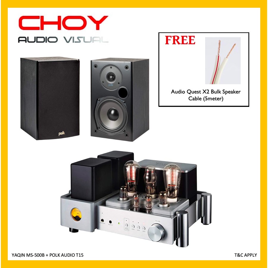 Yaqin MS-500B Vacuum Tube Amplifier + Polk Audio T15 Bookshelf Speaker ...