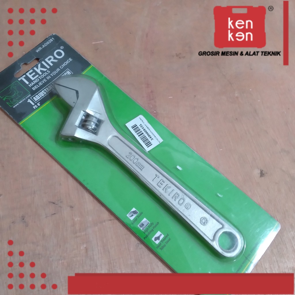 TEKIRO ENGLISH WRENCH 8" 8 in / TEKIRO 8 INCH ADJUSTABLE WRENCH ...