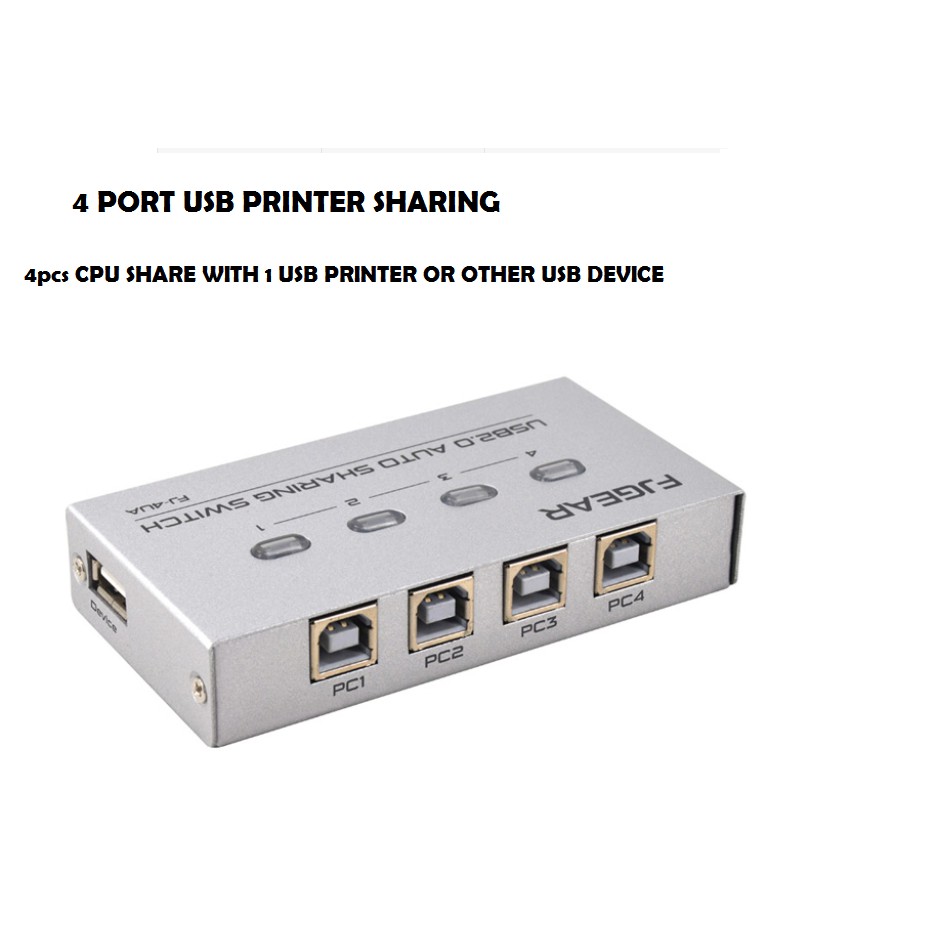 FJGear USB Printer Auto Data Switch - 4 Port [READY STOCK] | Shopee Malaysia
